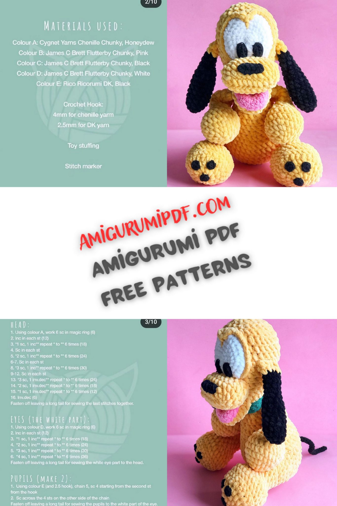 Dog Pluto Amigurumi Free PDF Pattern - Free Amigurumi Pdf Patterns