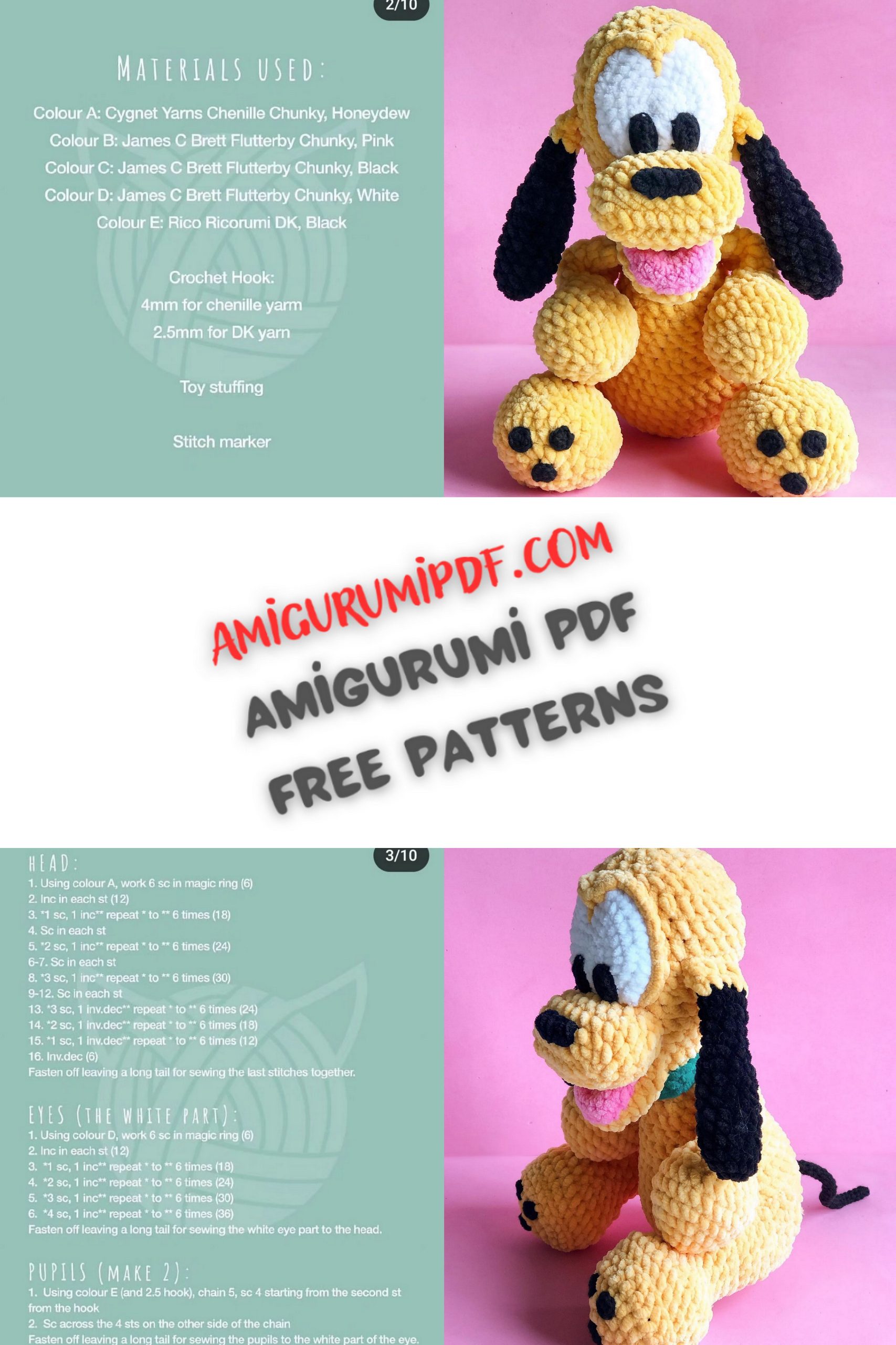 Dog Pluto Amigurumi Free PDF Pattern - Free Amigurumi Pdf Patterns